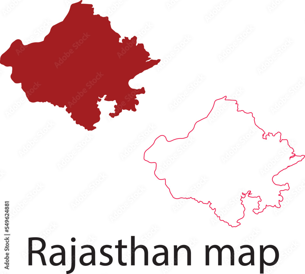 Rajasthan detailed map ,Rajasthan outline map vector, Rajasthan map ...