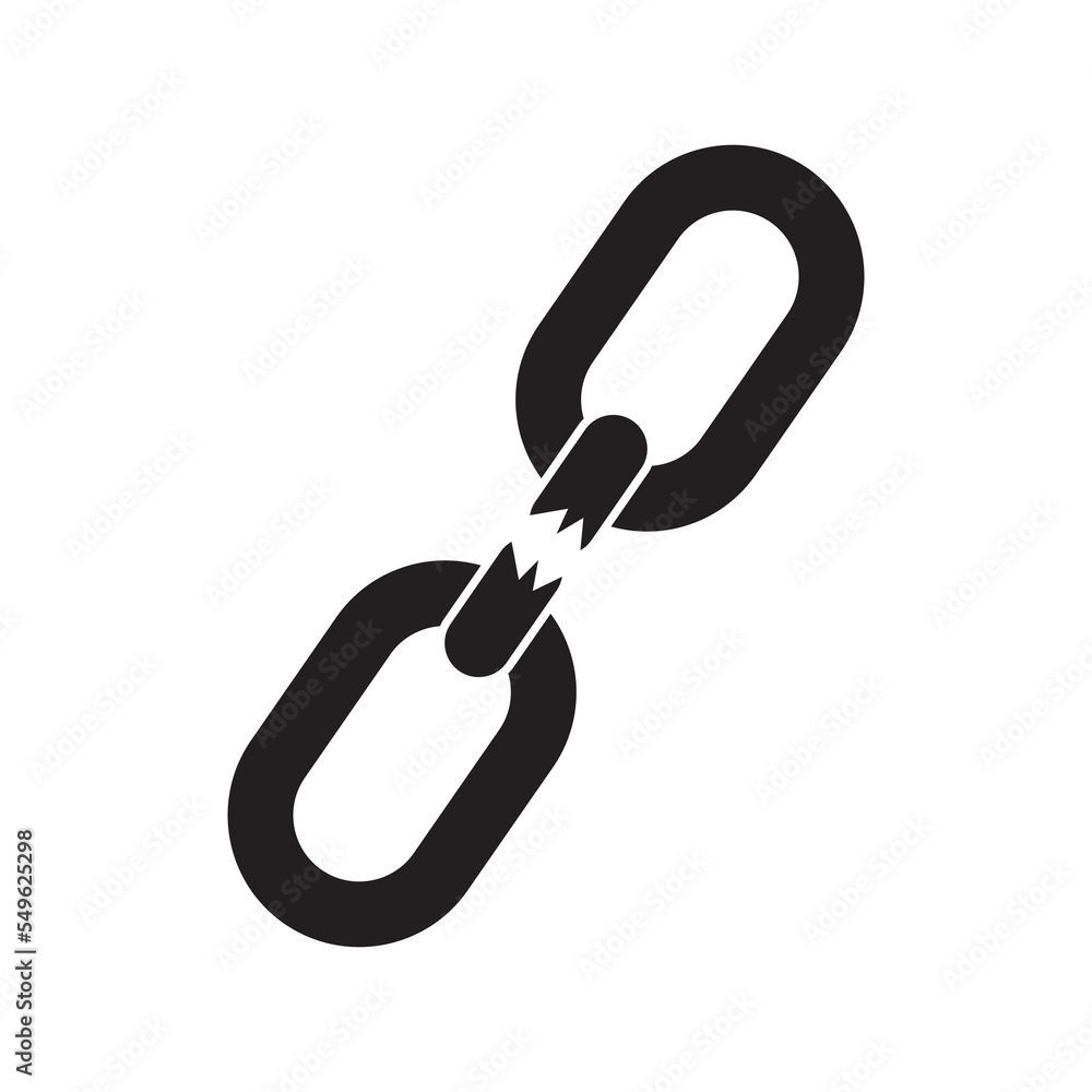 broken chain link vector icon. Wreck chain link icon symbol Stock ...