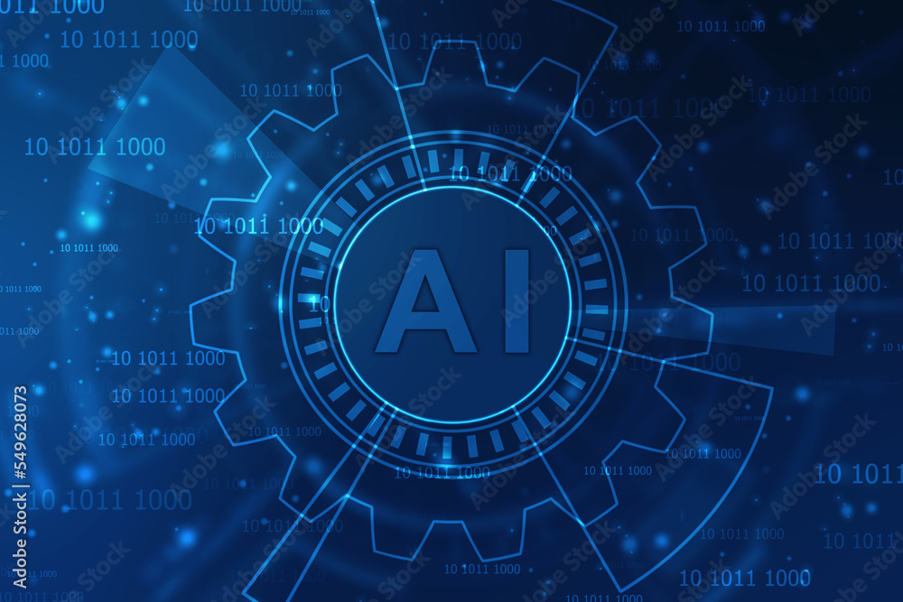 Abtsract futuristic digital and technology on blue color background. AI ...