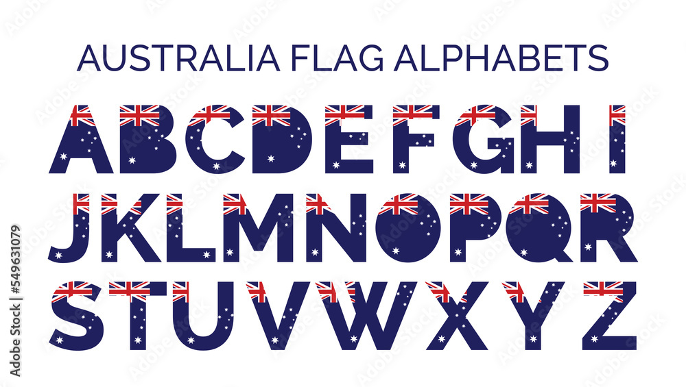 Australia Flag Alphabets Letters A to Z Creative Design Logos Stock ...