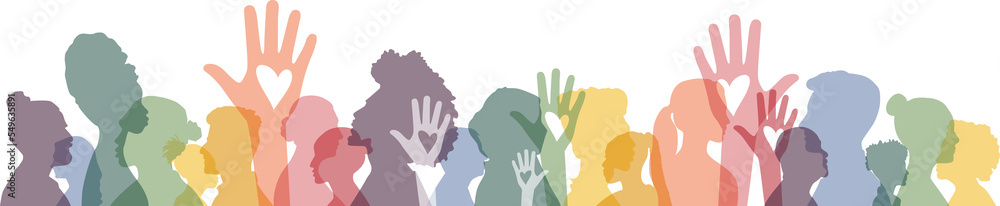 Different people stand side by side together. Stock Illustration ...