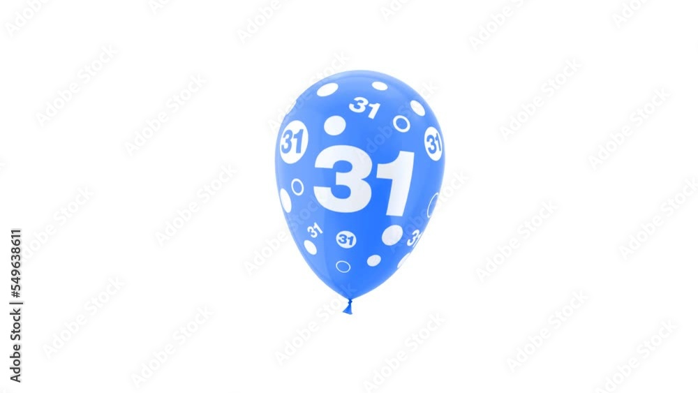 Balloon Animation with number 31. Loop Animation. With Green Screen and ...