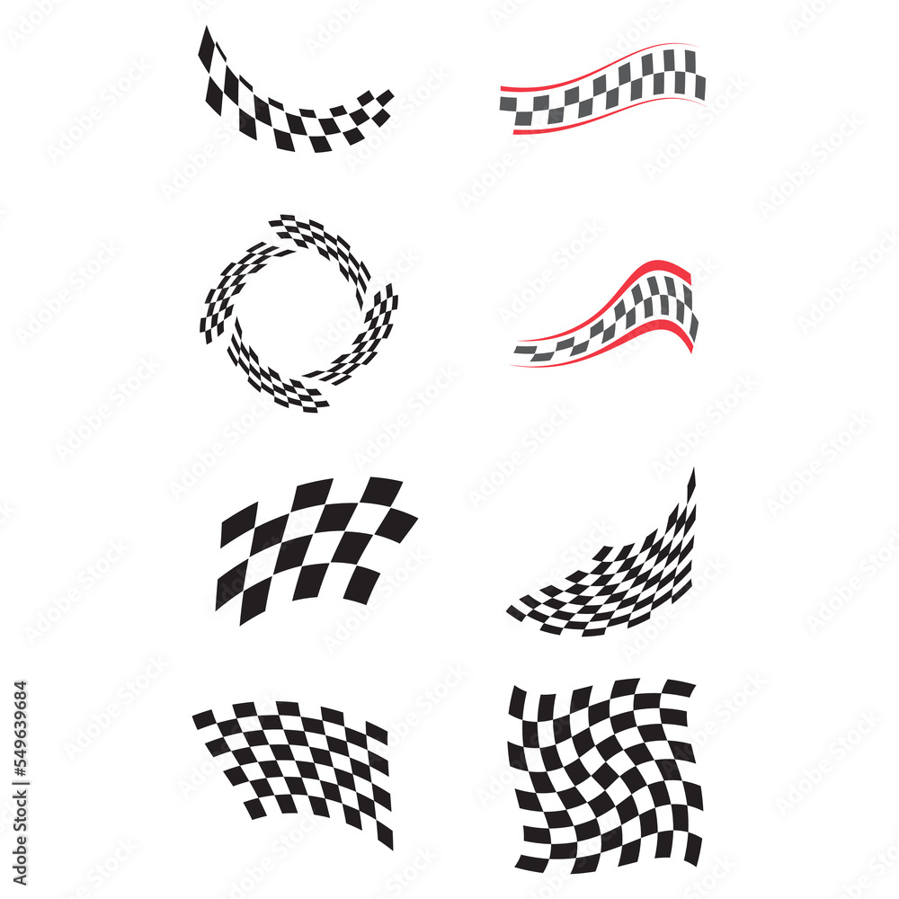 Black and white checkered auto racing flags and finishing tape vector ...