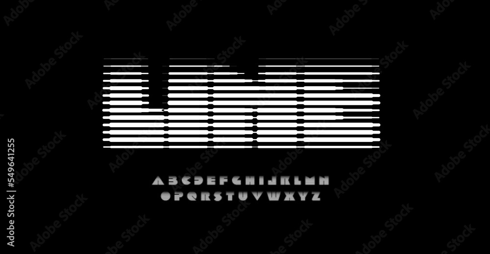 3d linear halftone alphabet, digital equalizer font for logo, headline ...