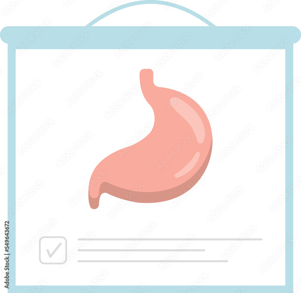Human organ stomach infographics, cartoon illustration icons for ...