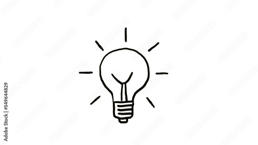 Animated Hand Drawn Light Bulb Gif Isolated on white Background. Idea ...