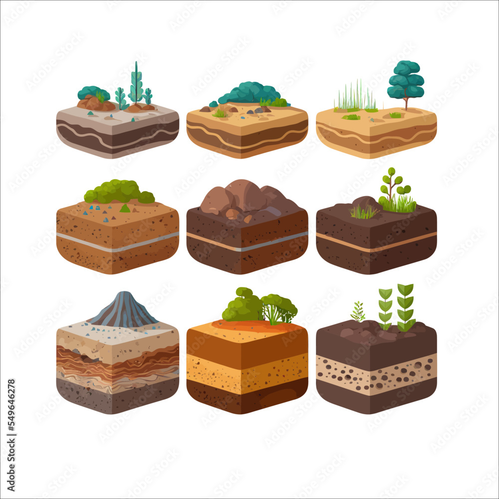 Seamless ground cross sections, underground textures set. Landscape ...