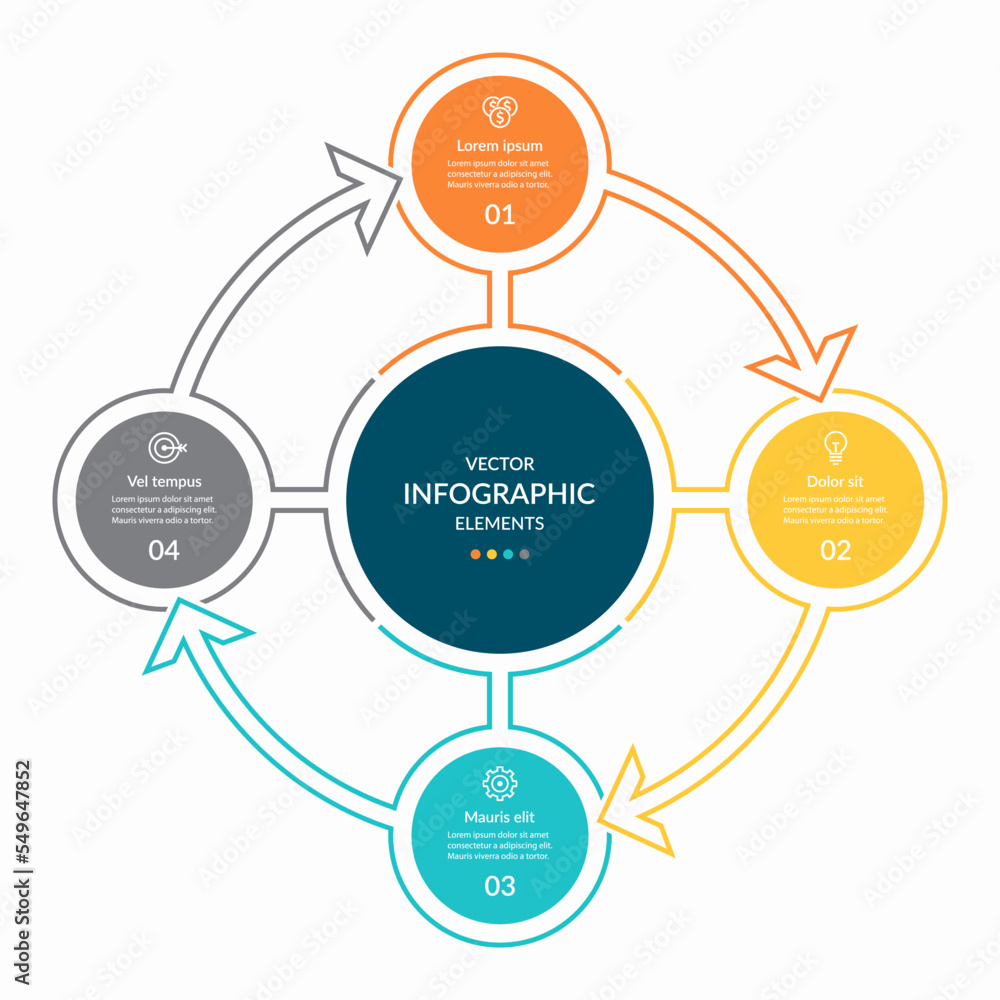 Simple infographic circle with 4 steps. Vector circular template, round ...