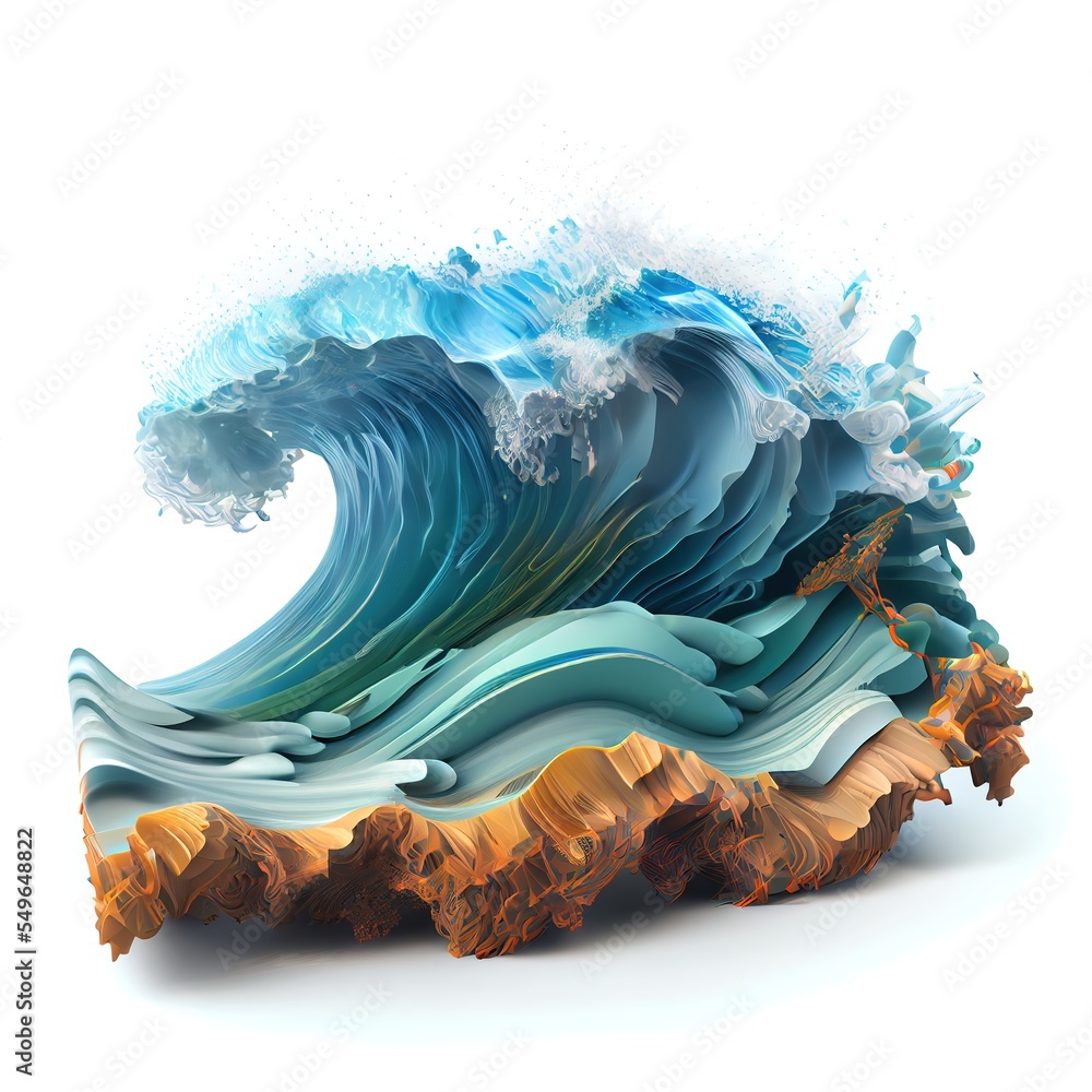 Beautiful wave, diorama in cartoon style. Ai generated illustration ...