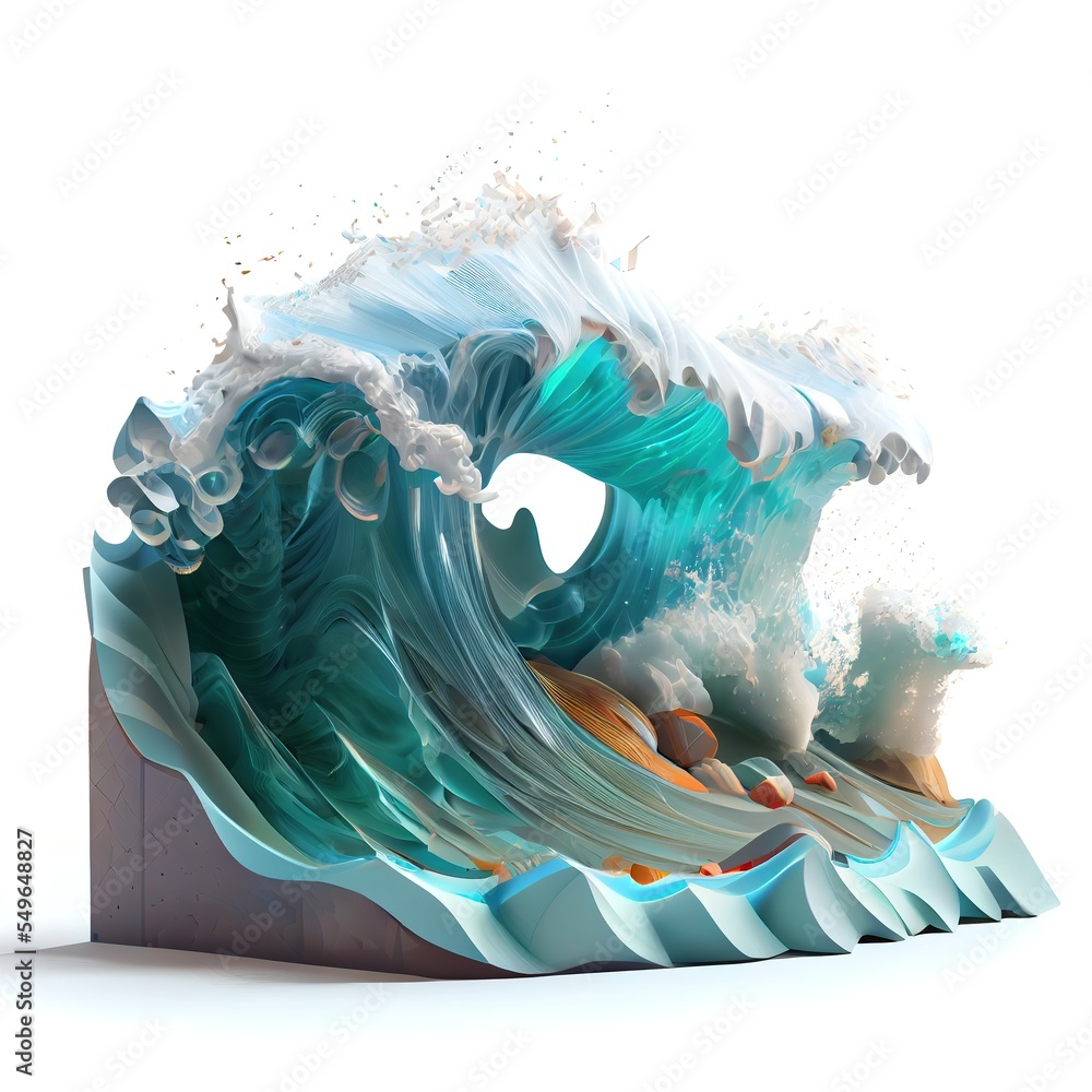 Beautiful wave, diorama in cartoon style. Ai generated illustration ...