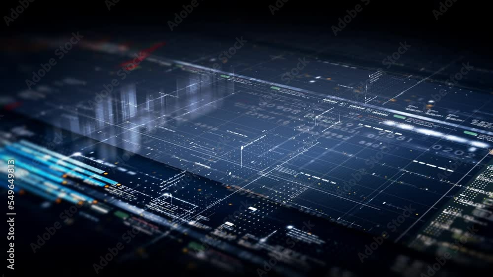 Futuristic motion graphic user interface head up display screen with Holographic Earth ...