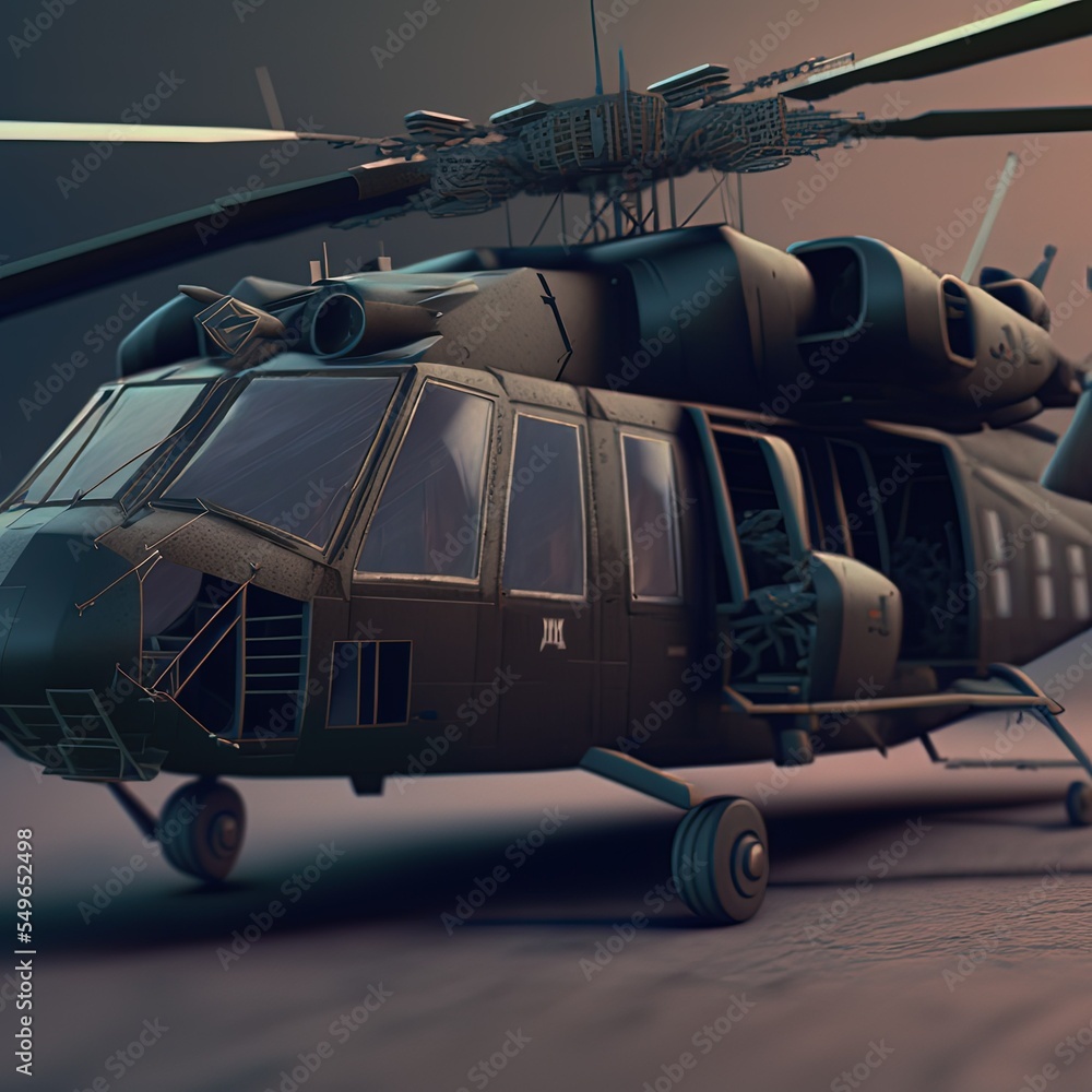 Ultra realistic image of a Black Hawk military helicopter in action ...