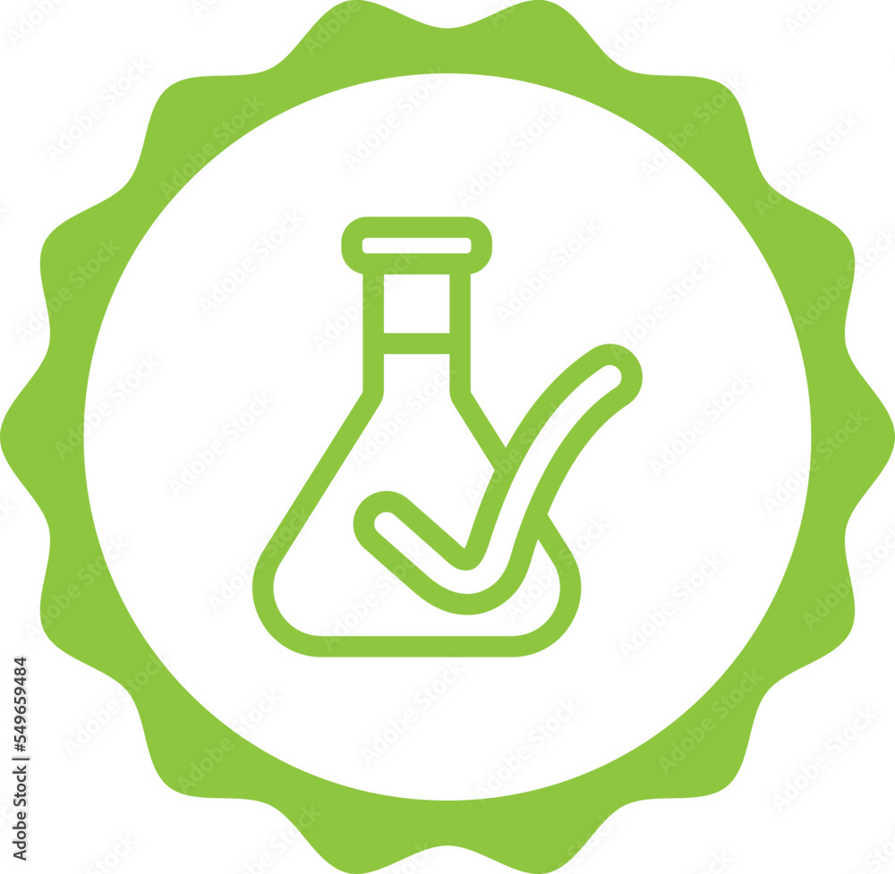 clinically tested approved green stamp. Symbol, outline icon, tag ...