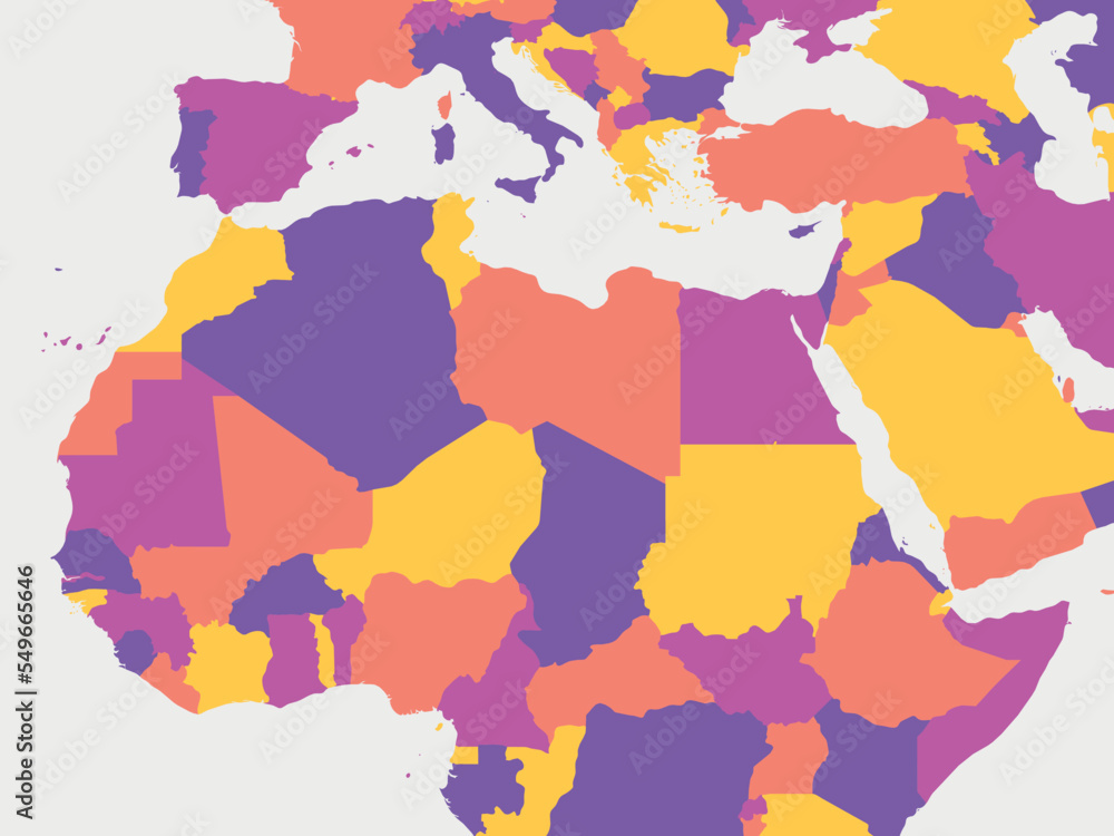 Northern Africa blank map. High detailed political map of northern ...