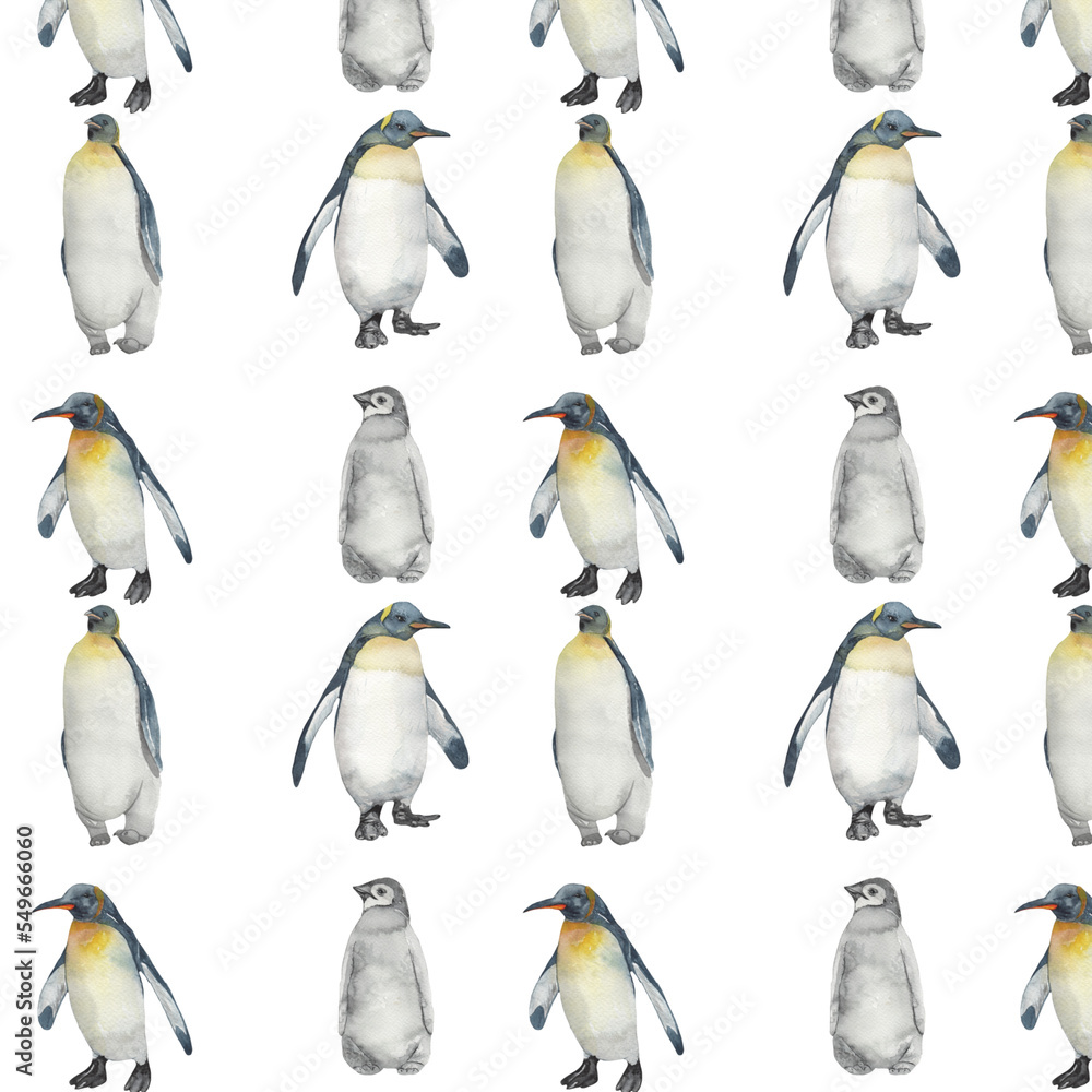 Pattern with penguin isolated on white background.For invitation and ...