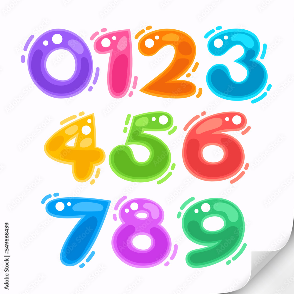 Cartoon Style Colorful Doodle Numbers Stock Vector | Adobe Stock