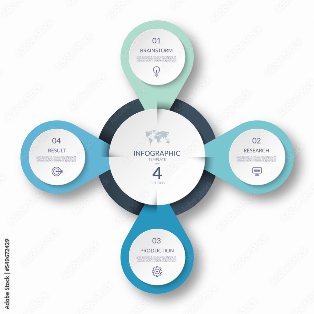 Infographic cycle diagram with 4 steps. Can be used as a chart, graph ...