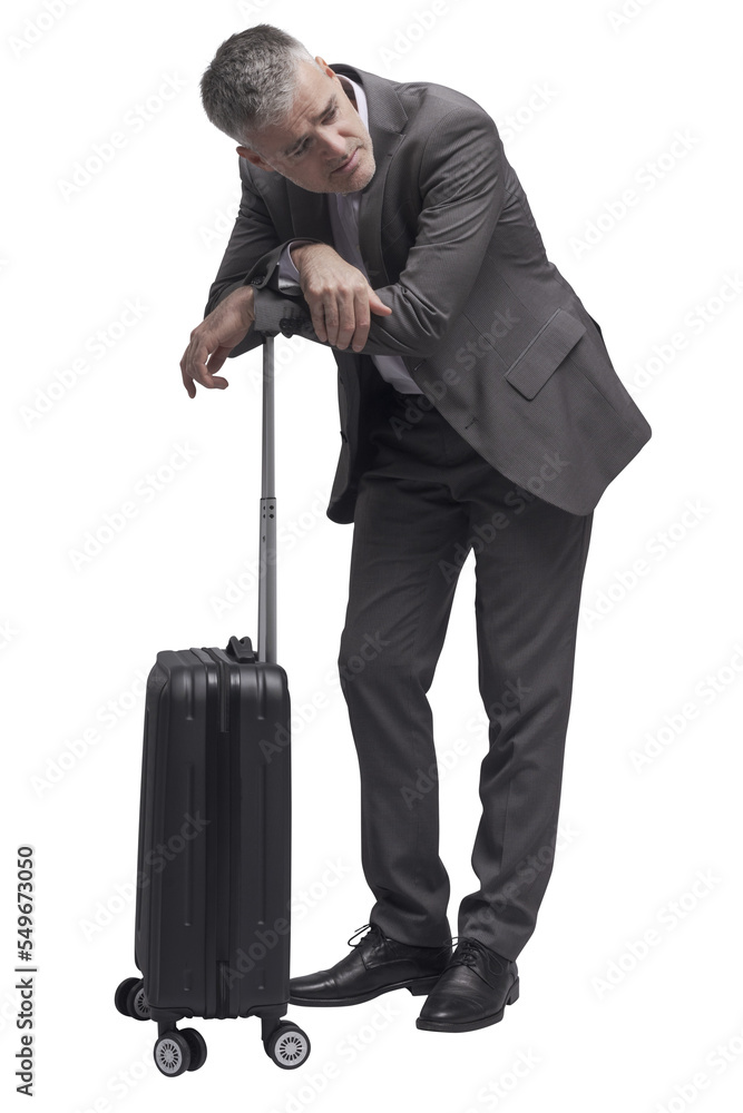 PNG file no background Tired man on a business travel Stock-Foto ...