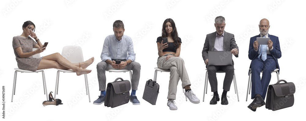 PNG file no background Diverse people waiting for a job interview Stock ...