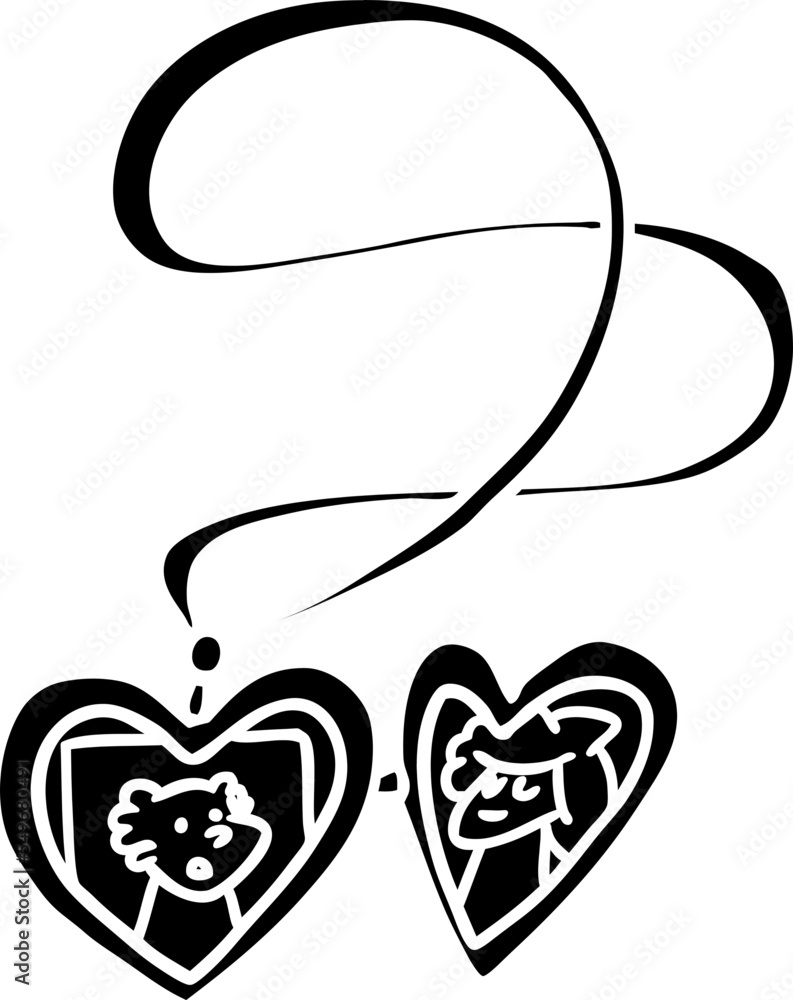 cartoon locket with photographs Stock Vector | Adobe Stock