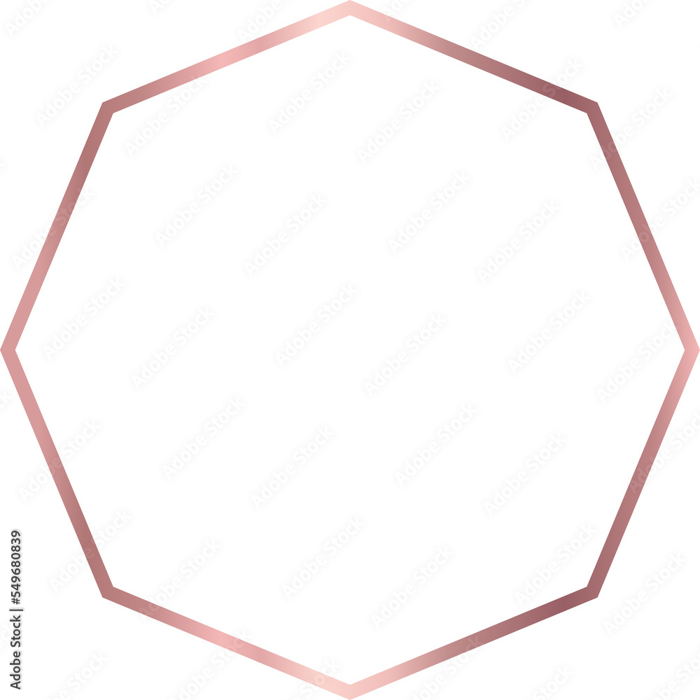 octagon rose gold frame isolated on transparent background, luxury ...