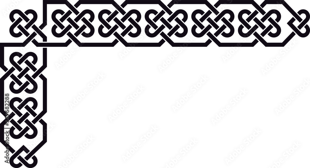 L-shaped frame with Celtic knots, black. L-shaped border made with ...