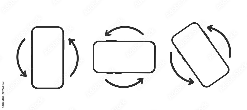 Icons Rotate smartphone. Mobile phone rotation symbols set. Phone ...