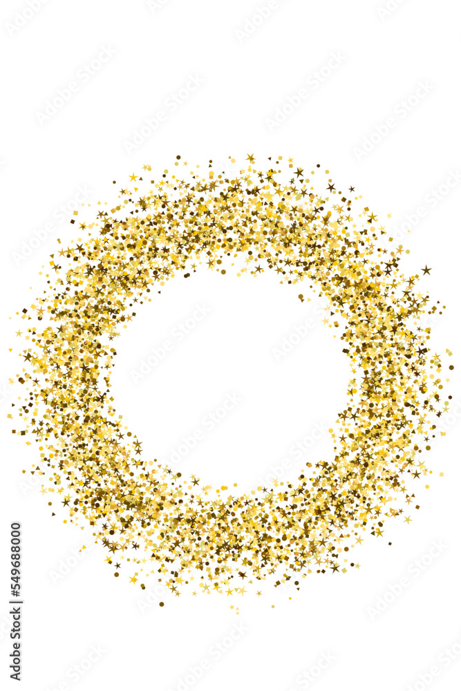 Subtle gold confetti grain scatter texture. Triangle square circle star ...