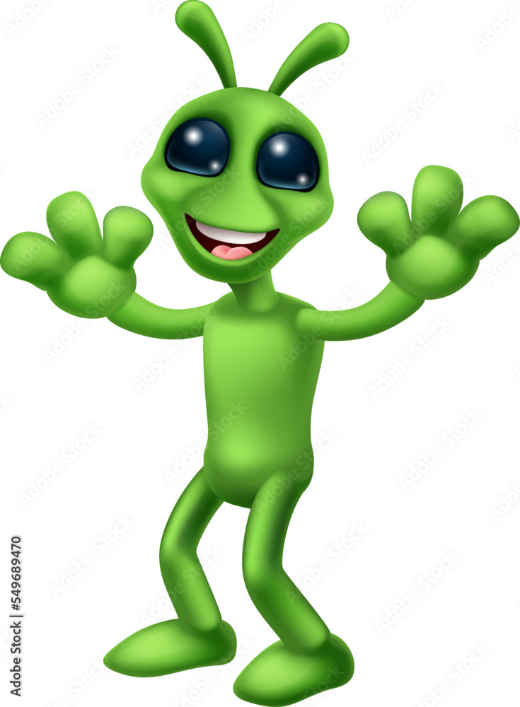 An alien cute little green man Martian cartoon mascot Stock Vector ...