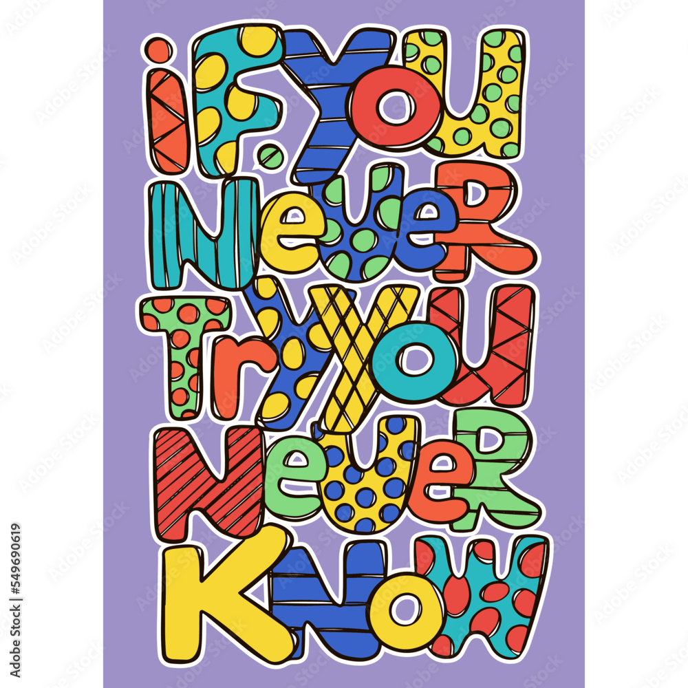 IF YOU NEVER TRY YOU NEVER KNOW Vertical Banner Motto Slogan With Text ...