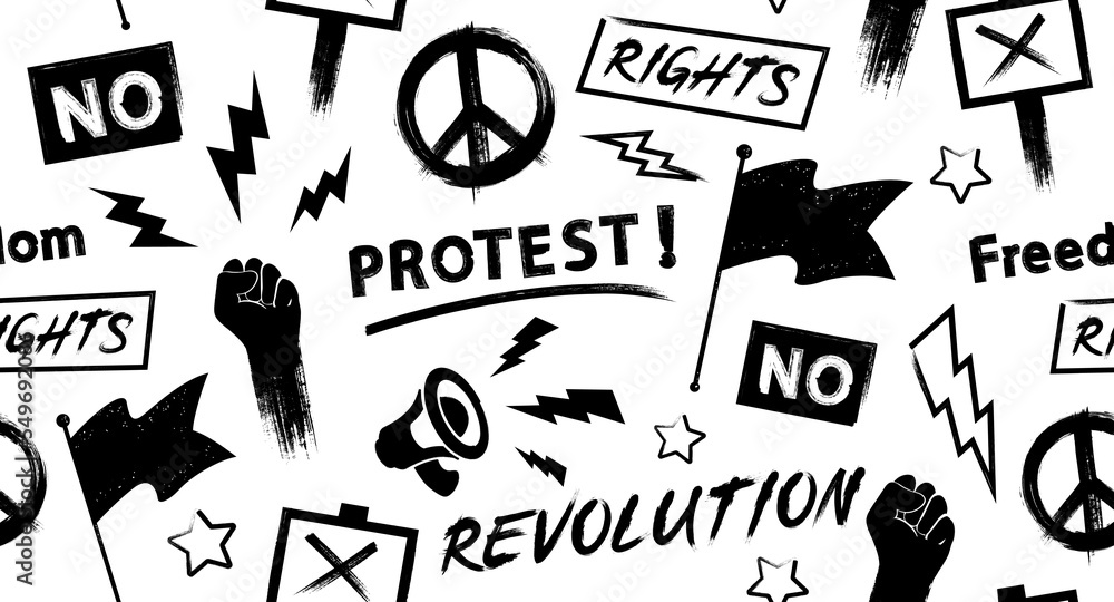 Hand Drawn Protest And Demonstration Background Stock Vector | Adobe Stock