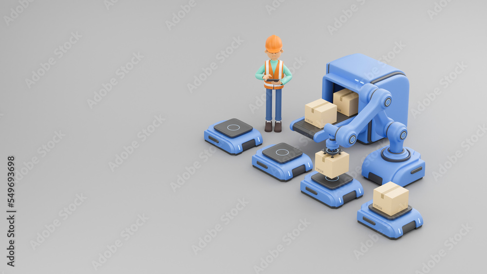 Smart industry production factory warehouse logistic and transport Future Technology. Engineer ...