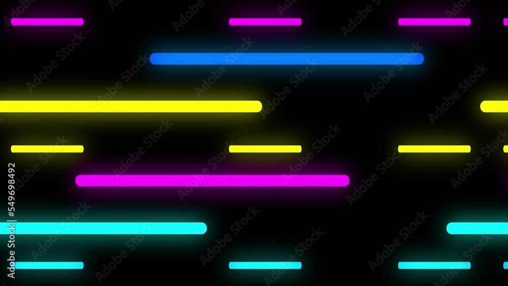 Seamless loop of 2D animation of glowing horizontal lines streaming ...