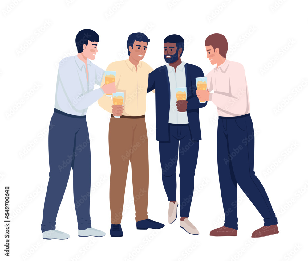 Male friends semi flat color vector characters. Editable figures. Full ...