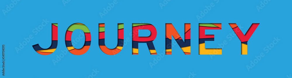 Letter with papercut style in word journey on blue background Stock ...