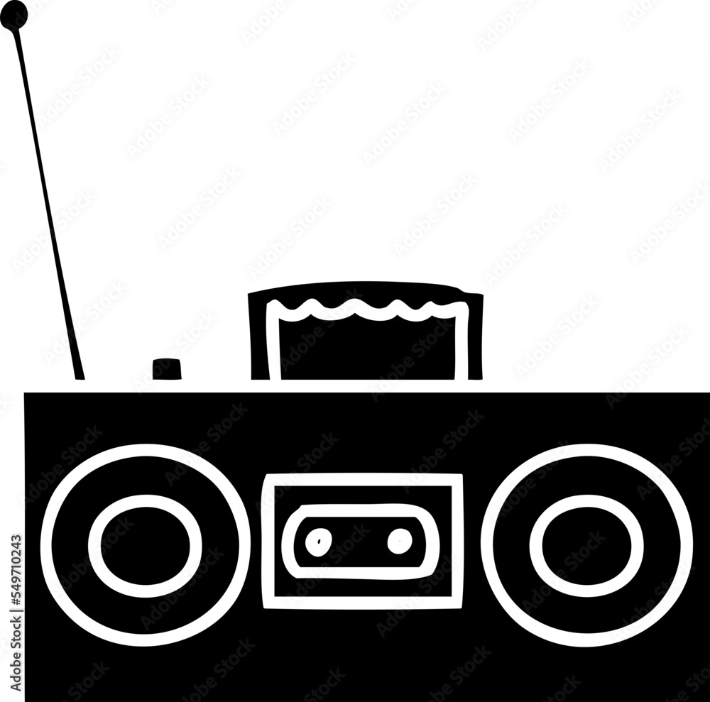 outline of a retro cassette player Stock Vector | Adobe Stock