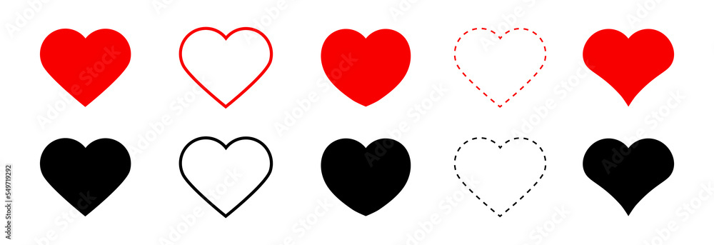 Heart icon.Line heart shape.Simple line heart icon.Vector set of love ...