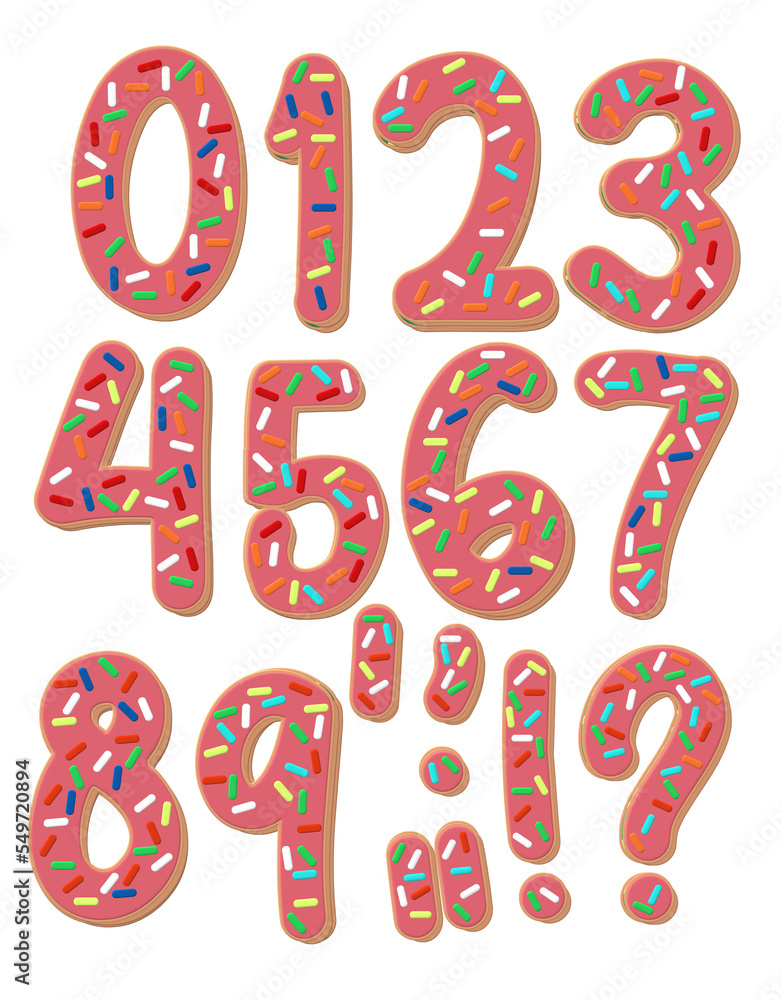 Pink Sprinkles Sugar Cookie Numbers and Punctuation Set ~ A Pack ...
