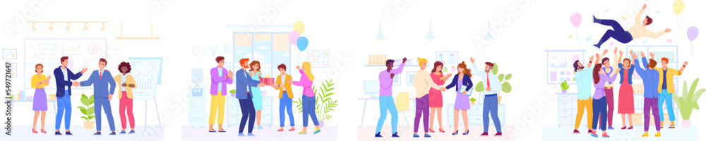 Colleagues congratulations. Colleague clapping congratulate to coworker ...