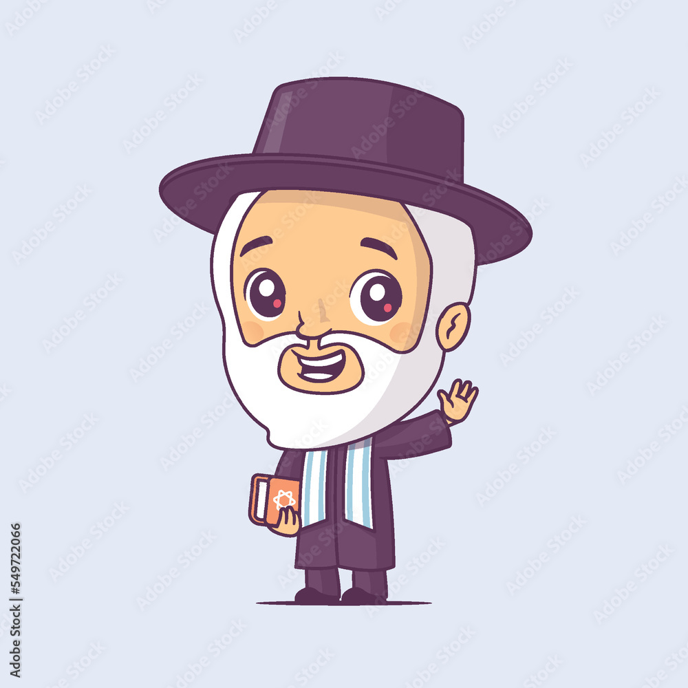 Rabbi cute cartoon character vector illustration chibi style Stock ...