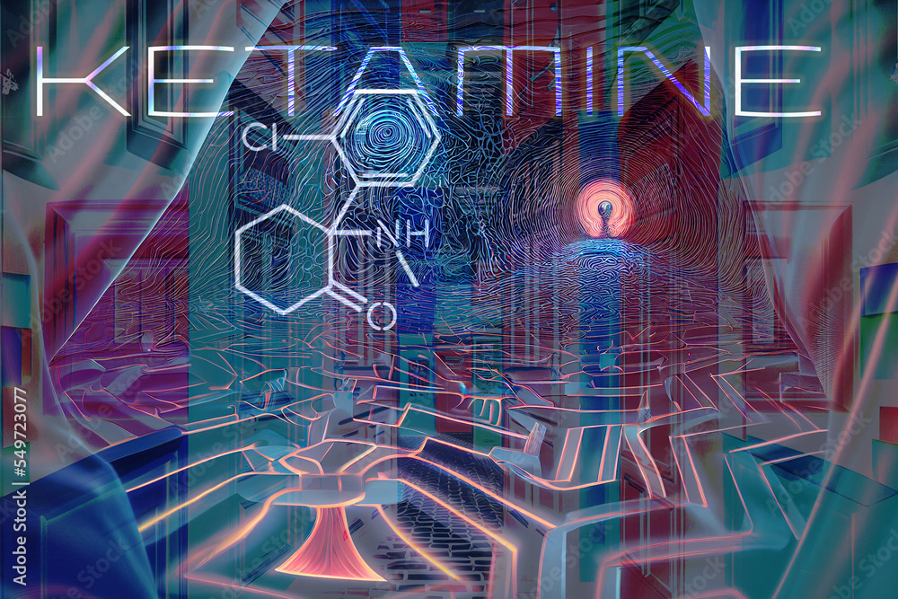 Ketamine. Dissociative ketamine. Chemical formula, molecular structure ...