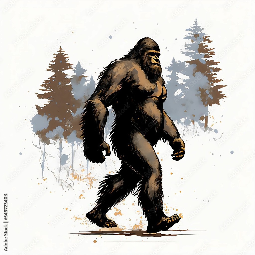 Bigfoot Walking Through the Forest | Created Using Midjourney and Photoshop ilustración de Stock ...