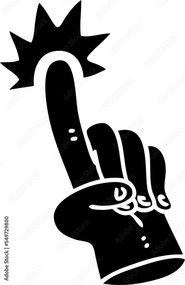 pointing finger line drawing quirky cartoon of a Stock Vector | Adobe Stock