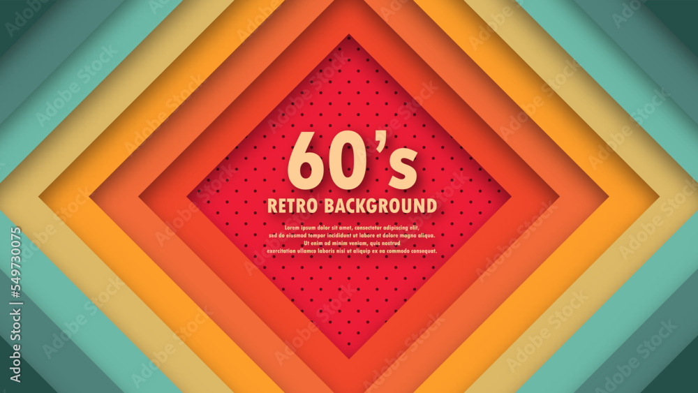 Abstract funky 1960's background with rhombus elements and retro colors ...