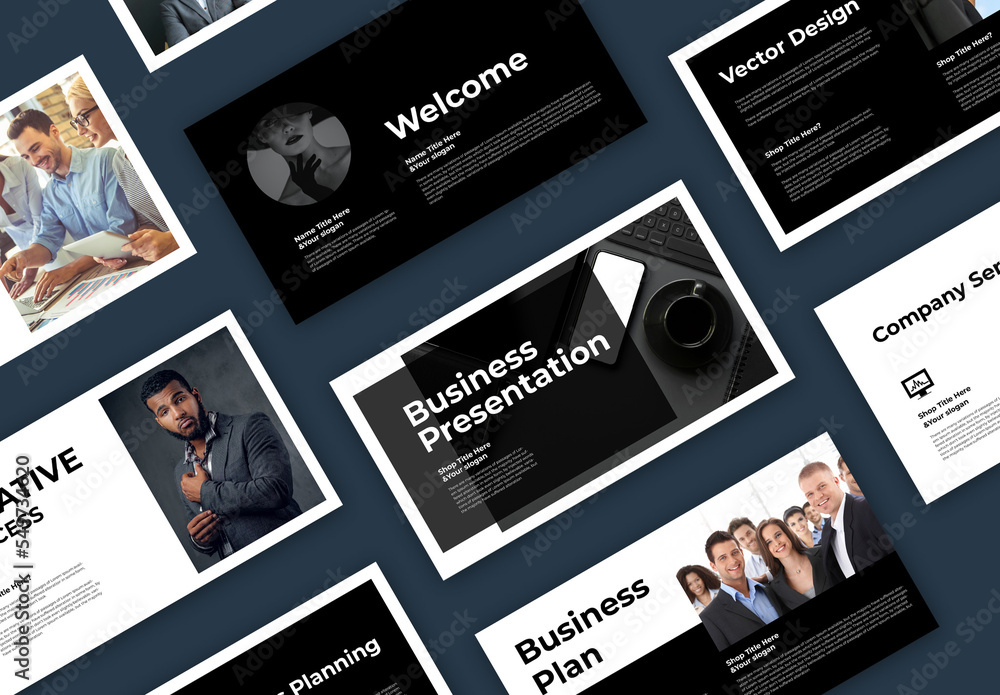 Black White Presentation Layout Stock Template | Adobe Stock