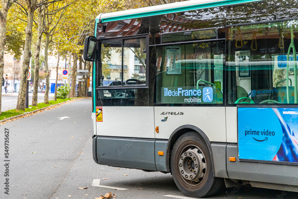 RATP bus parked on a parisian street in Paris, France Stock Photo ...