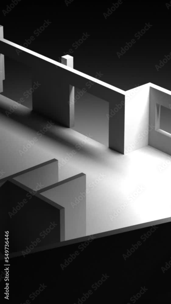 vertical video -animation showing a Technical Drawing of floor design ...