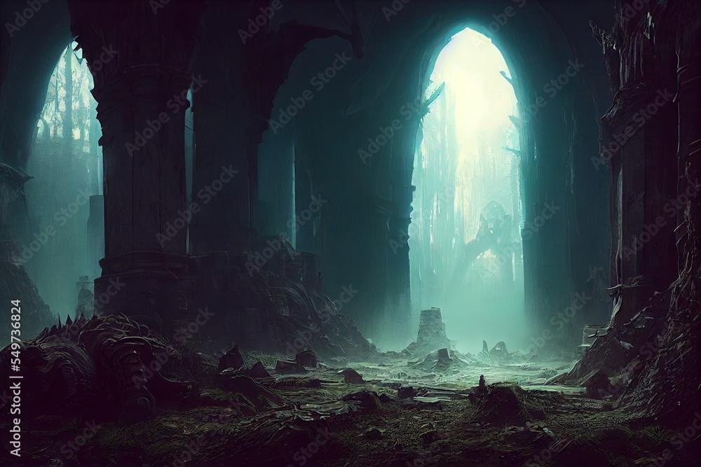Ancient Beast Tomb Grave Ruins Fantasy Landscape - Digital Art, Concept ...