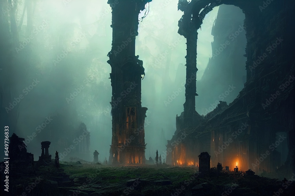 Ancient Beast Tomb Grave Ruins Fantasy Landscape - Digital Art, Concept ...