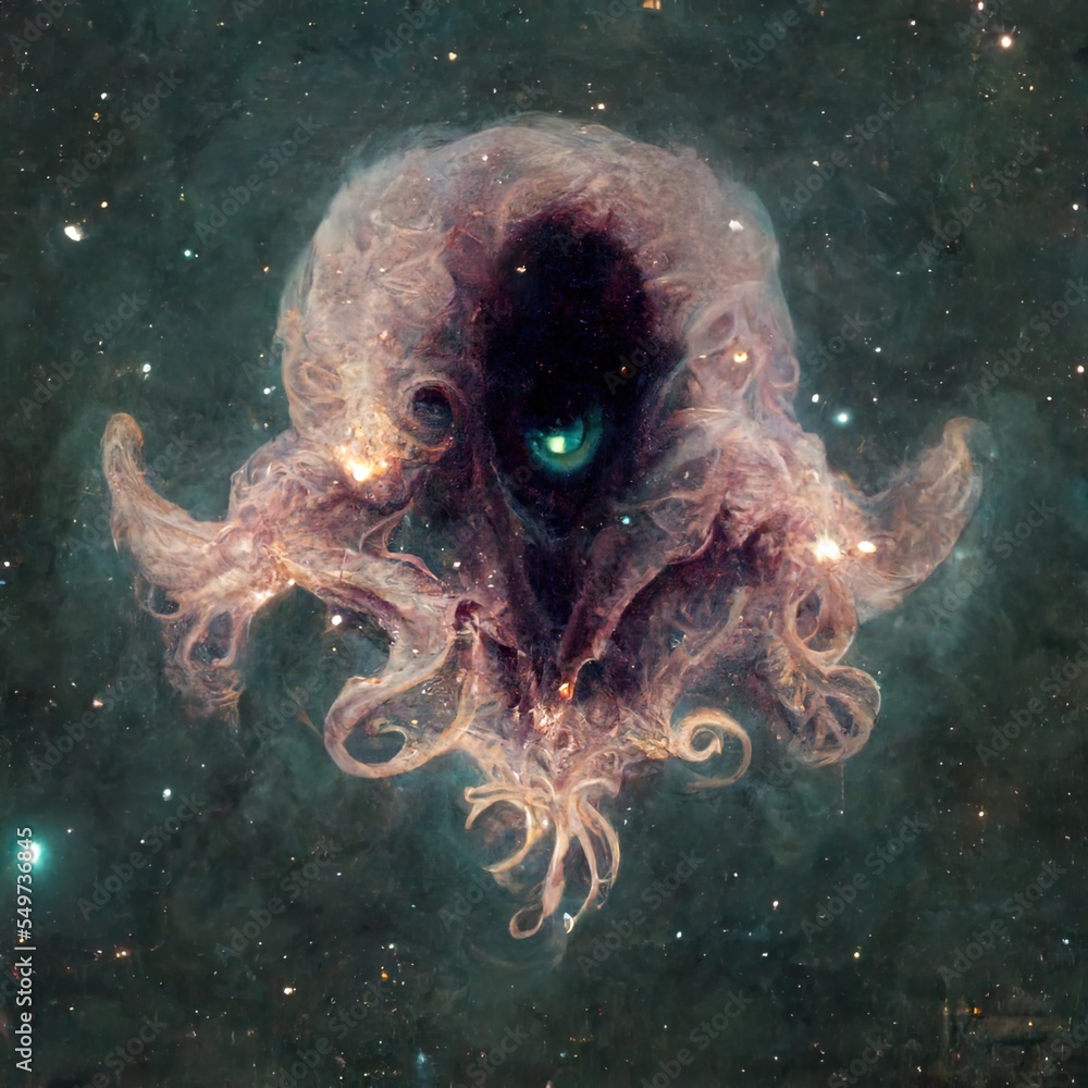 Cosmic Cthulhu Octopus Nebula Astrophotography - Digital Art, Concept ...